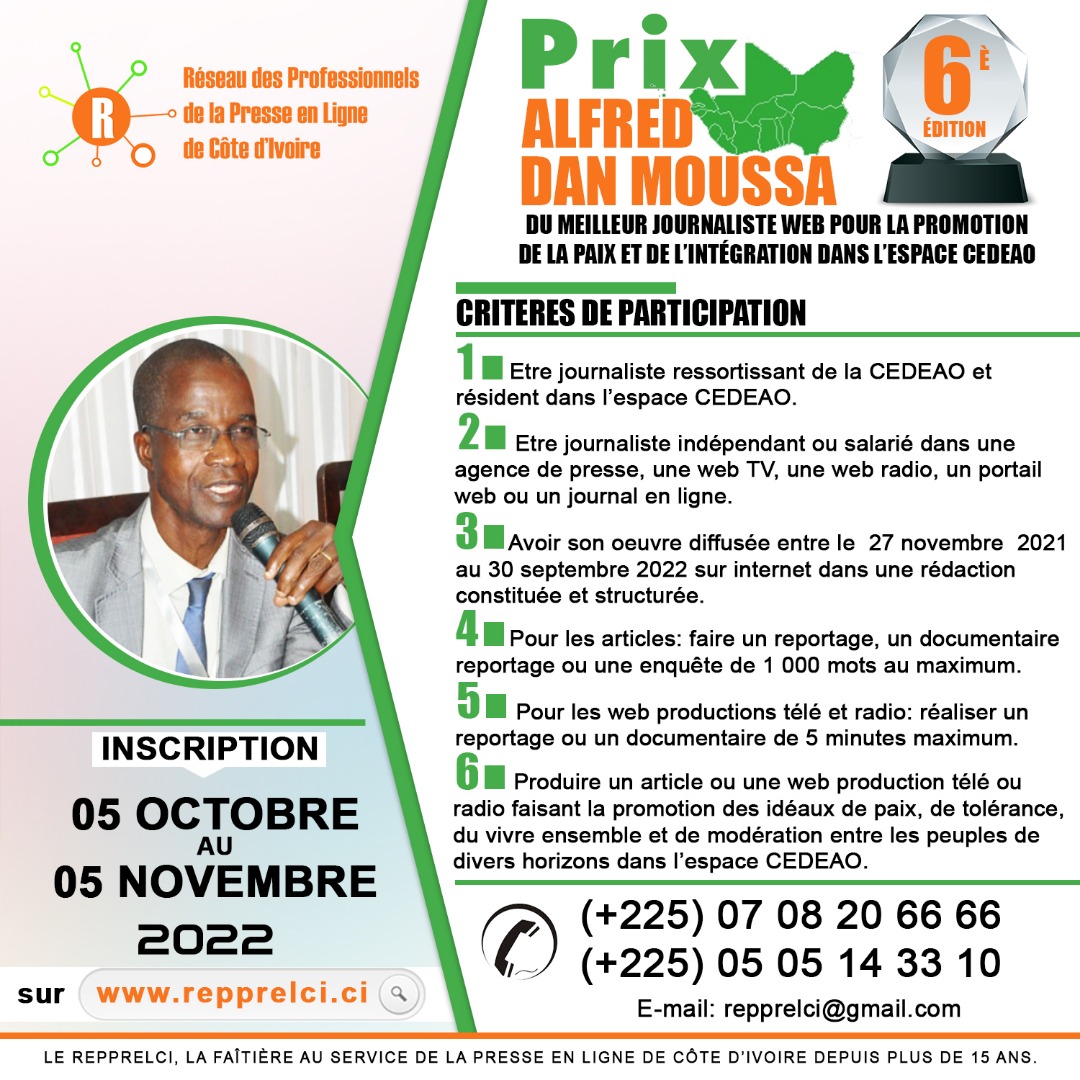 Presse numérique- Le REPPRELCI annonce la 6è édition des prix Alfred ...